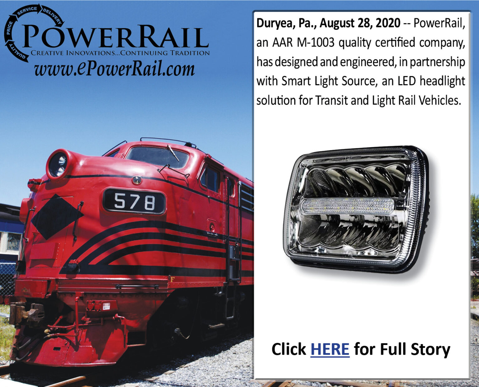 PowerRail Designs New LED Headlight for Transit and LRV