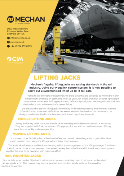 Mechan Brochure | Rail Depot Lifting and Handling Equipment