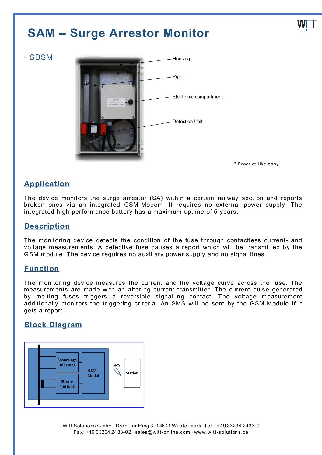 SAM – Surge Arrestor Monitor | Witt Solutions GmbH | Railway-News