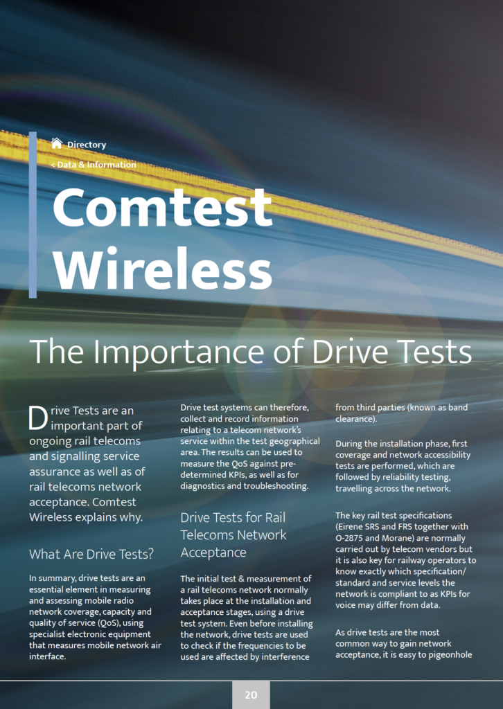 Comtest Wireless - The Importance Of Drive Tests | Railway-News