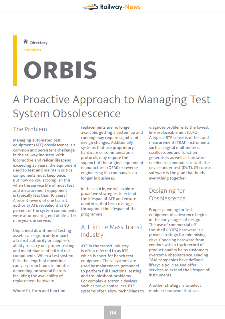 A Proactive Approach to Managing Test System Obsolescence | ORBIS