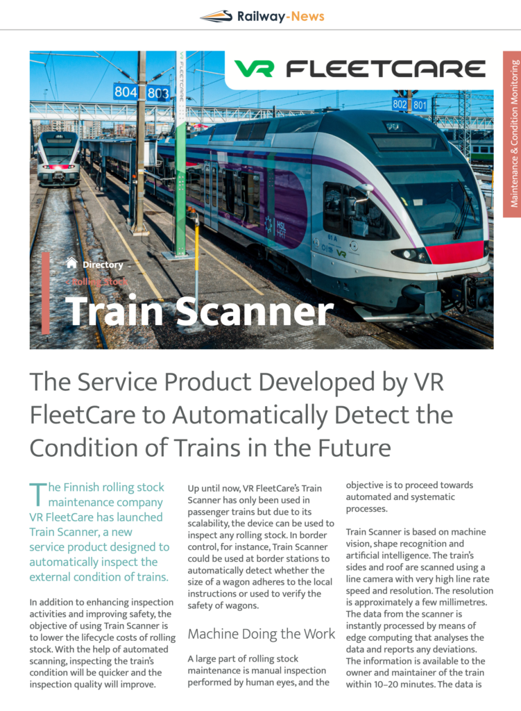 VR FleetCare Launches Train Scanner for Condition Monitoring