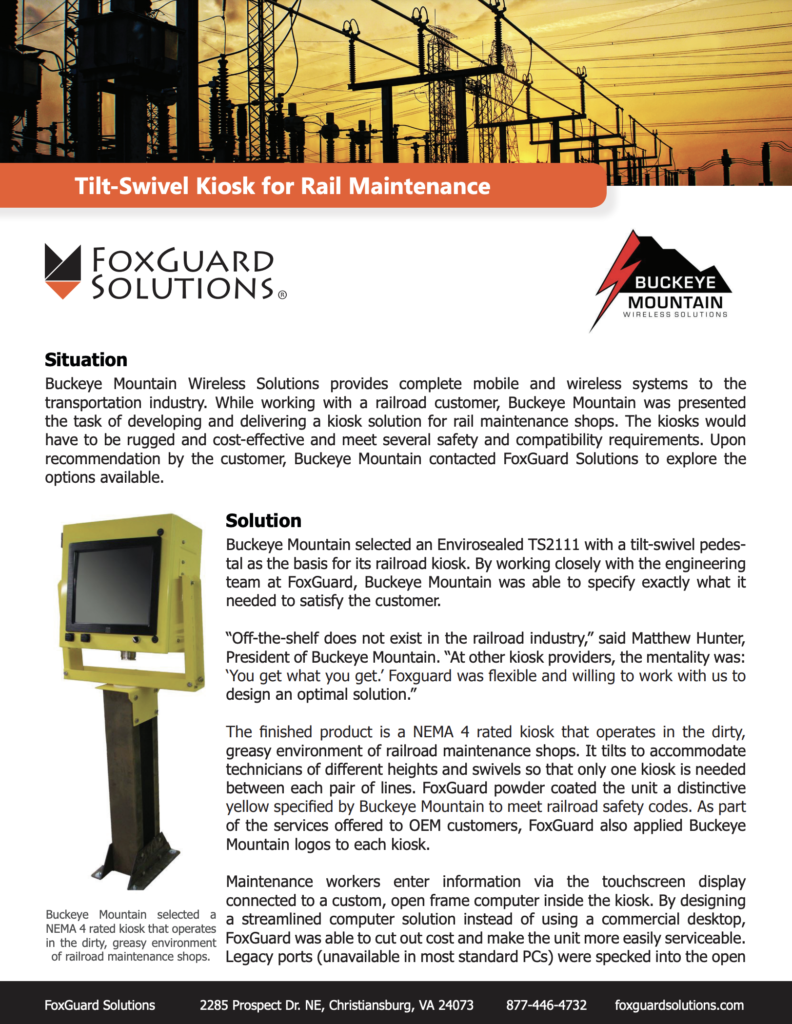 Case Study: Tilt-Swivel Kiosk for Rail Maintenance | FoxGuard Solutions