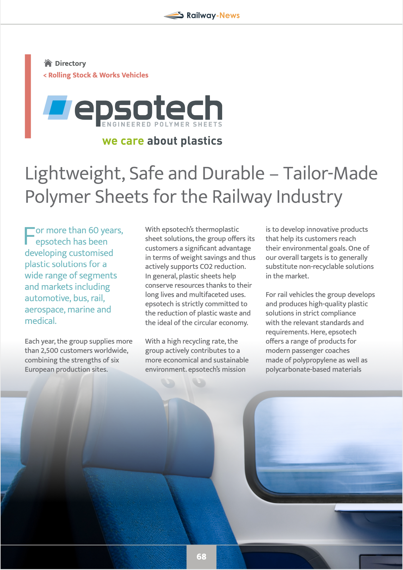 Tailor-Made Polymer Sheets for the Railway Industry | epsotech