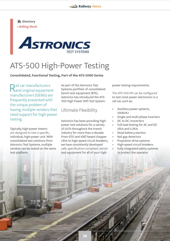 Astronics: ATS-500 High-Power Testing | Railway-News