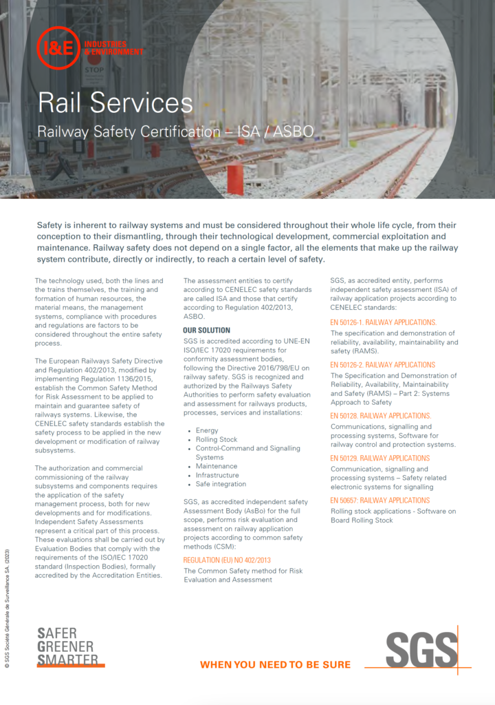 Rail Services – Railway Safety Certification | SGS | Document