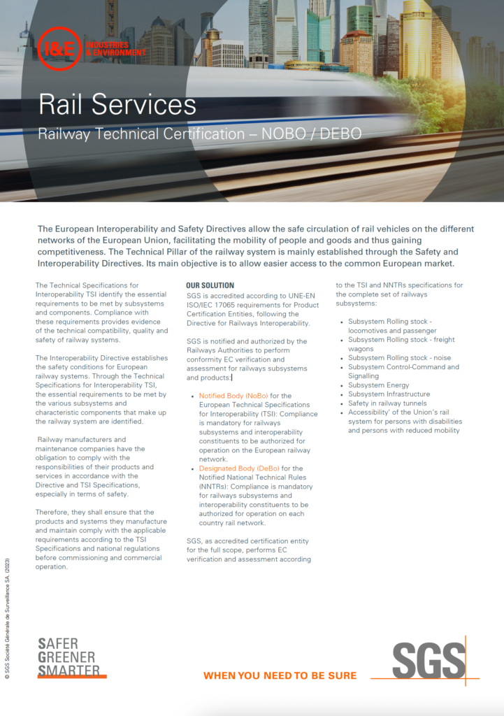 Rail Services – Railway Technical Certification | SGS | Document