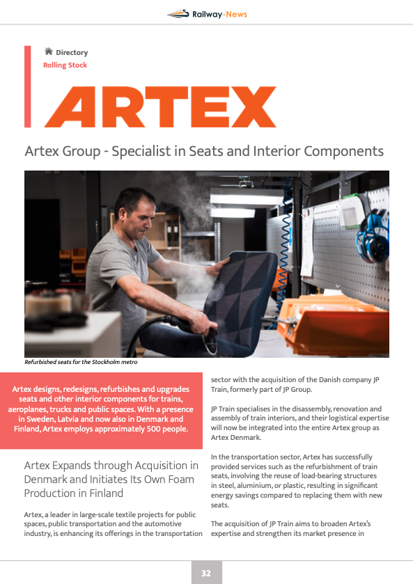 Artex Group - Specialist in Seats and Interior Components | Railway-News