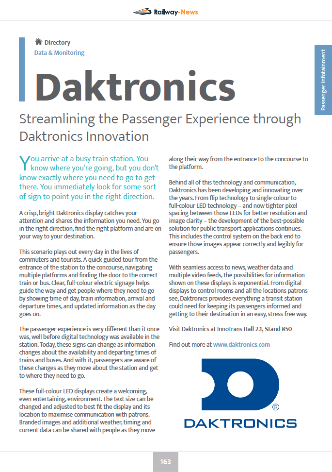 Streamlining the Passenger Experience through Daktronics Innovation | Railway-News