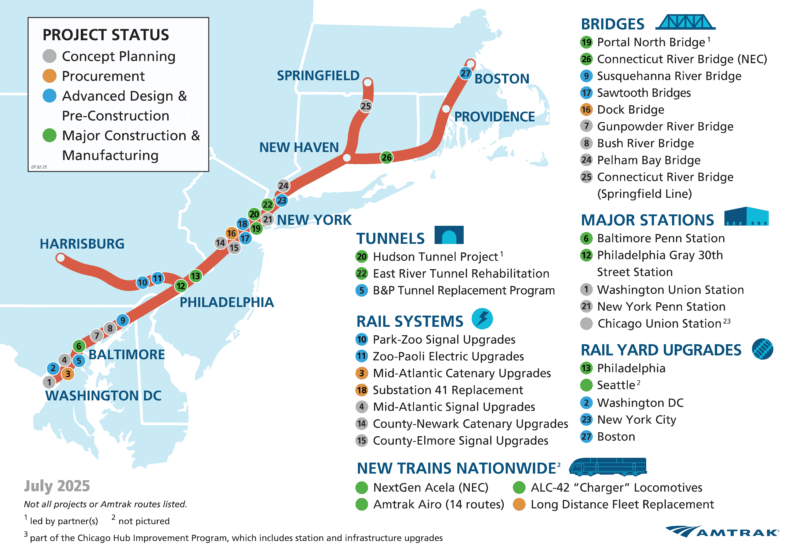 Amtrak Releases Updated Map of Major Infrastructure Projects | Railway-News